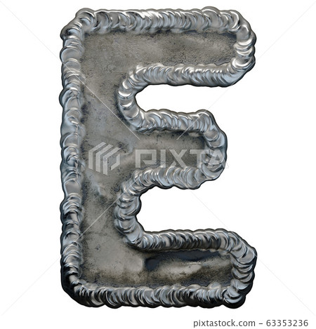Industrial metal alphabet letter E on white... - Stock Illustration ...