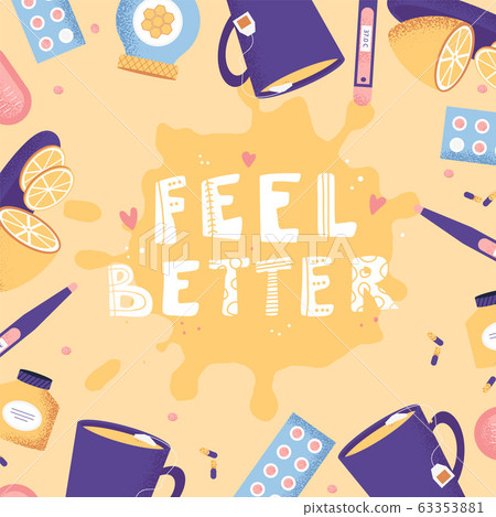 Feel better text on paint brush ink - Stock Illustration [63353881] - PIXTA