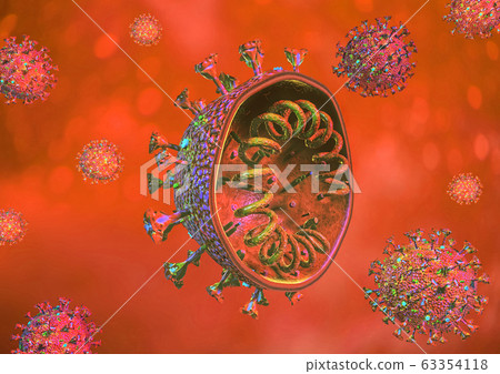 Corona virus cross section. 3D rendering.-插圖素材 [63354118] - PIXTA圖庫