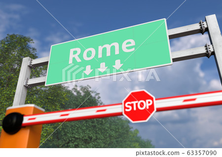 Road block near Rome, Italy road sign.... - Stock Illustration ...