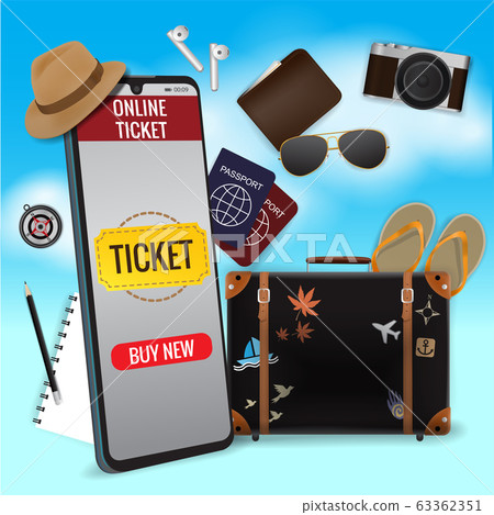 smartphone with the app to buy tickets, - Stock Illustration [63362351 ...