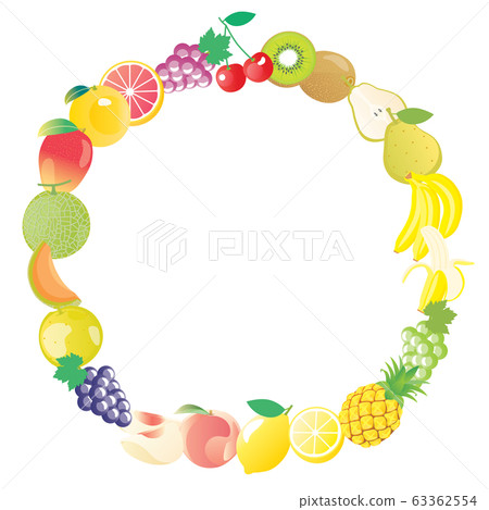 Round frame illustration of various fruits - Stock Illustration ...