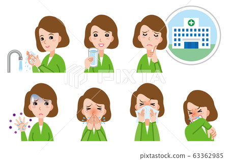 Illustration of a sick woman Preventing illness - Stock Illustration ...