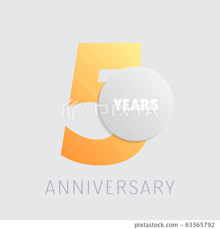5 years anniversary vector icon, logo. Square... - Stock Illustration ...