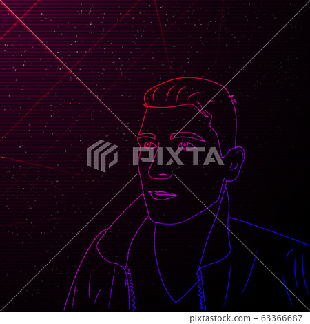 Synthwave Vaporwave Retrowave contour portrait... - Stock Illustration ...