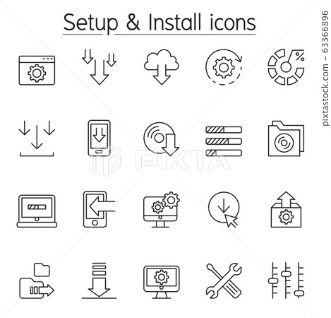 Setup & Install icon in thin line style-插圖素材 [63366896] - PIXTA圖庫