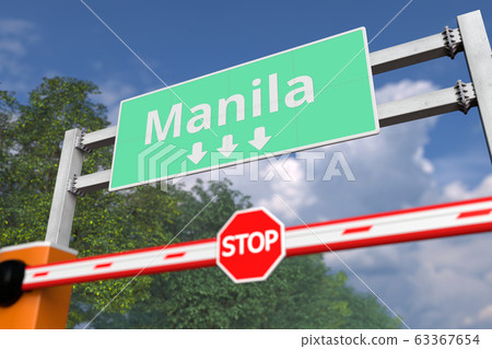 Road block near Manila, Philippines road sign.... - Stock Illustration ...
