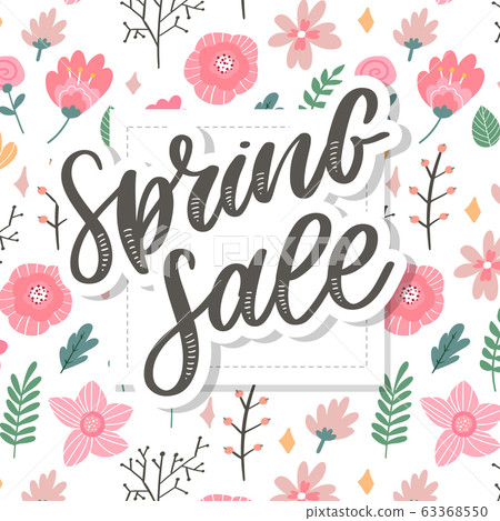 Spring Sale Word Hanging on Leaves with Strings.-插圖素材 [63368550] - PIXTA圖庫
