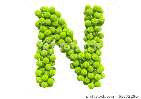 Letter N from tennis balls, 3D rendering - Stock Illustration [63372280 ...