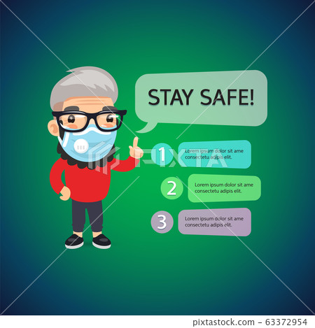 Flat Cartoon Man Stay Safe Banner - Stock Illustration [63372954] - PIXTA