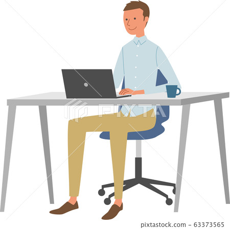 A man using a computer at the desk A - Stock Illustration [63373565 ...