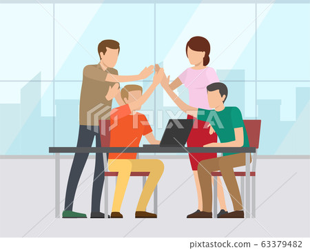 Successful Team Completing Working Task Vector - Stock Illustration ...