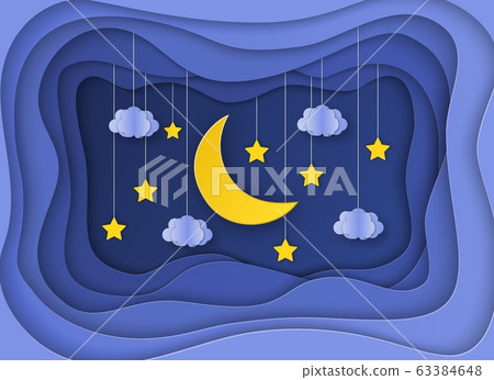 Paper art moon, - Stock Illustration [63384648] - PIXTA