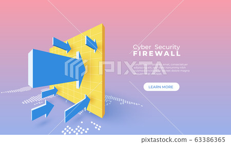 Cyber security with firewall. Digital technology - Stock Illustration ...