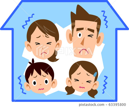 Family troubled by the cold inside the house - Stock Illustration ...