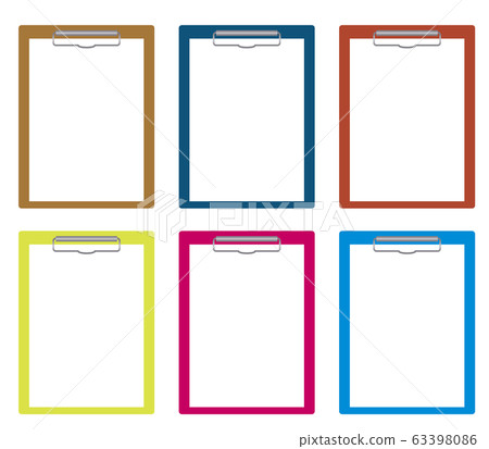 6-color clipboard illustration set | Stationery... - Stock Illustration ...
