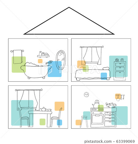 Hand drawn line drawing of room - Stock Illustration [63399069] - PIXTA