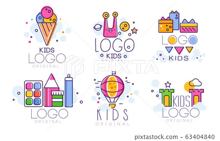 Kids Original Logo Design Collection, Children... - Stock Illustration ...