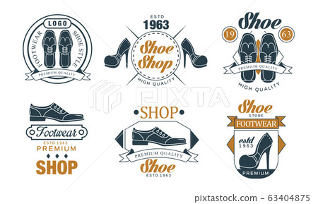 Footwear Store Logo Design Collection, Premium... - Stock Illustration ...