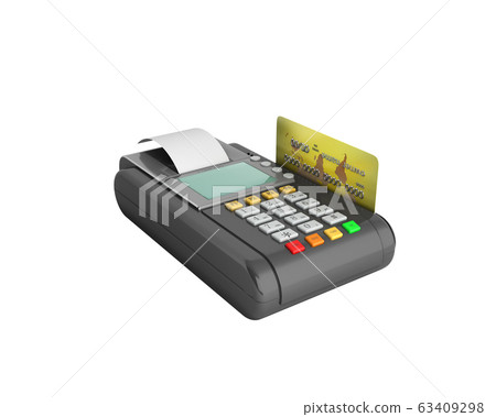 Credit Card trminal Machine 3D rendering on white - Stock Illustration ...