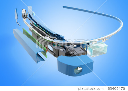 Interactive glasses Disassemble in parts 3d render - Stock Illustration ...