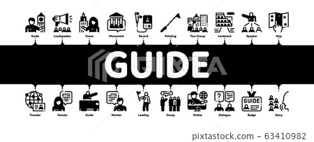Guide Lead Traveler Minimal Infographic Banner... - Stock Illustration ...