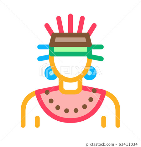Aztec Shaman Icon Vector Outline Illustration - Stock Illustration ...
