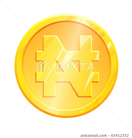 Golden naira coin NGN symbol on white... - Stock Illustration [63412352 ...