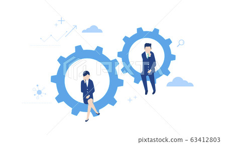 Business person, illustration of dual working - Stock Illustration ...