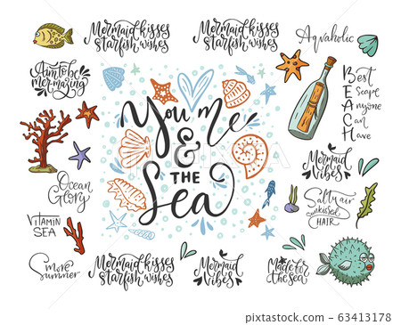 Summer sea lettering vector set. - Stock Illustration [63413178] - PIXTA