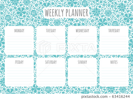 Weekly planner with background with flowers - Stock Illustration ...