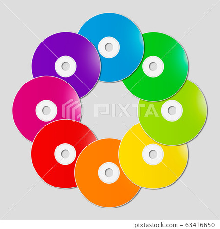 Colorful rainbow CD - DVD in a circle shape on - Stock Illustration ...