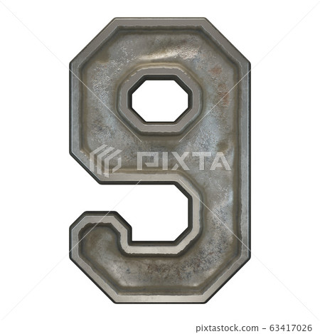 Industrial metal number 9 on white background 3d - Stock Illustration ...