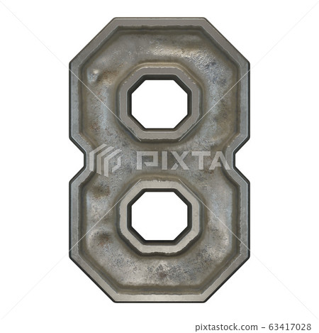 Industrial metal number 8 on white background 3d - Stock Illustration ...
