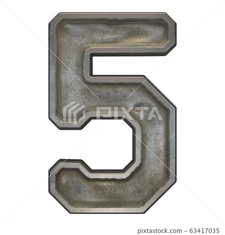 Industrial metal number 5 on white background 3d - Stock Illustration ...