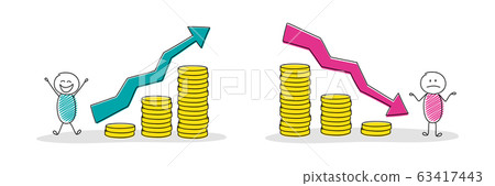 Hand drawn cartoon stickman with money graphs - Stock Illustration ...