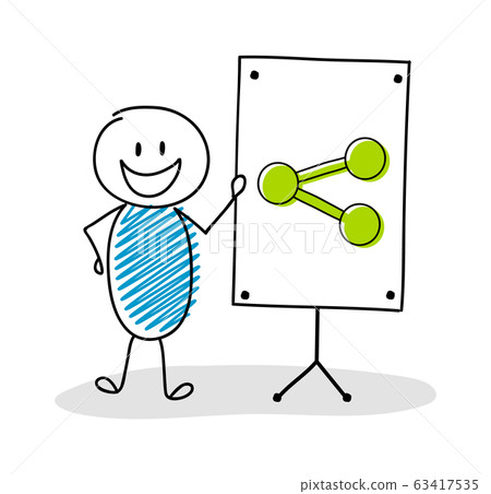 Funny hand drawn stickman with share icon - Stock Illustration ...