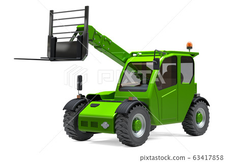 Telescopic handler, telehandler. 3D rendering - Stock Illustration ...