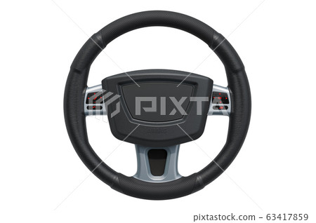 Steering wheel, front view. 3D rendering - Stock Illustration [63417859 ...