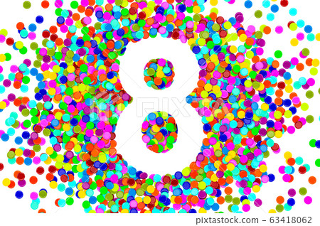 Number 8 from colored confetti. 3D rendering - Stock Illustration ...