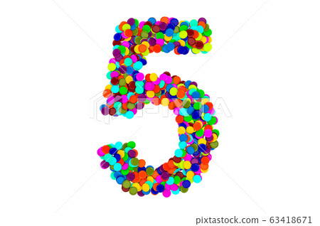 Number 5 from confetti. 3D rendering - Stock Illustration [63418671 ...