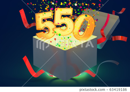 Number 550 inside gift box with confetti and shiny - Stock Illustration ...