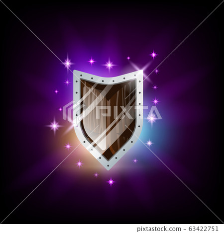 Colorful metal shield icon for slot machine game - Stock Illustration ...
