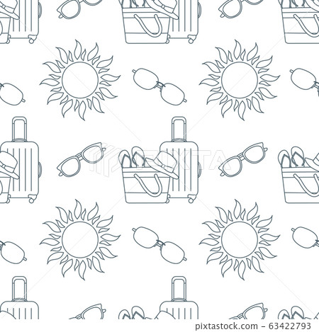 Vector pattern Travel Summer Vacation Beach Sun - Stock Illustration ...