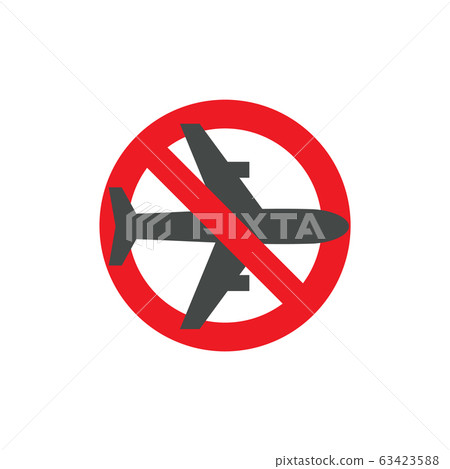 Stop airplane flyghts attention sign, flight... - Stock Illustration ...