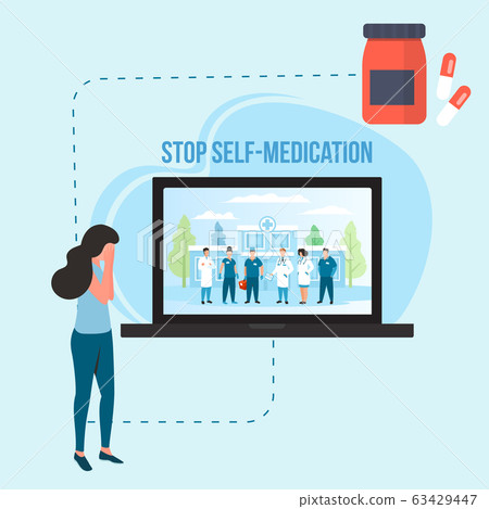 Doctor online, stop self-medication concept... - Stock Illustration ...