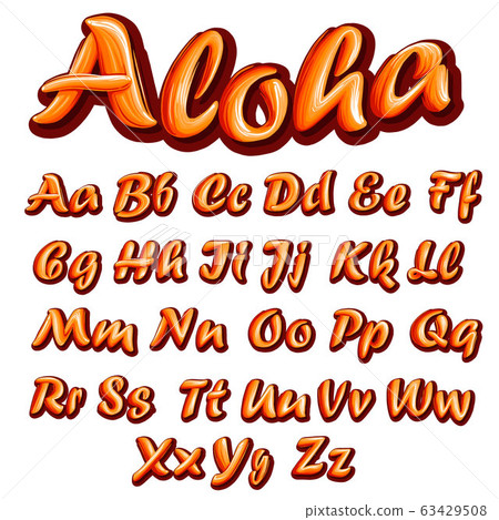 letters in orange paint, Aloha lettering,... - Stock Illustration ...