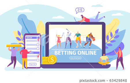 Betting online game, bets on sport banner tiny... - Stock Illustration ...