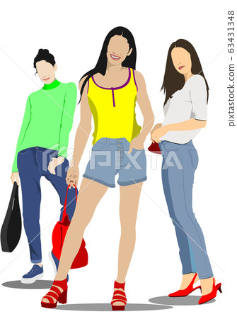 Young three women. Businesswomen.Vector - Stock Illustration [63431348 ...