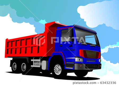 Vector illustration of truck. Red-blue lorry. - Stock Illustration ...